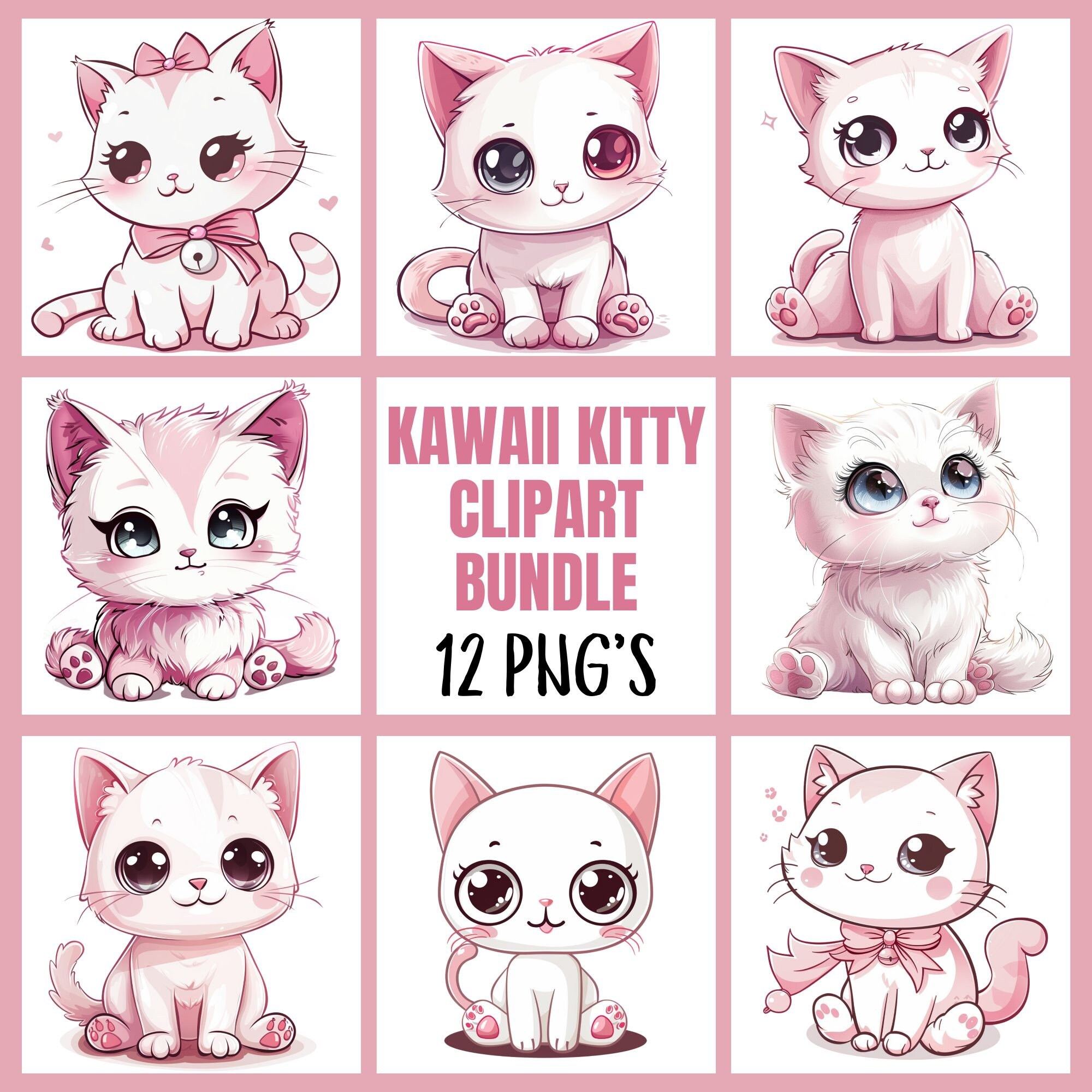 Kawaii Kitty Png Bundle, Cute Cat Png, Kitty Png, Kawaii Kitty Clipart ...