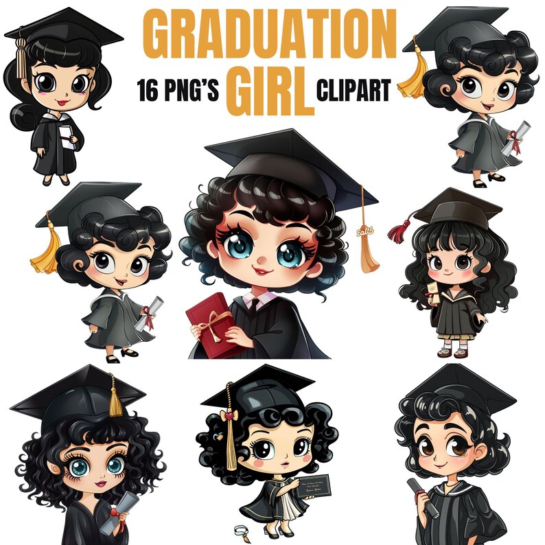 Graduation Girls Clipart | Graduation Clipart | Graduation Cap ...
