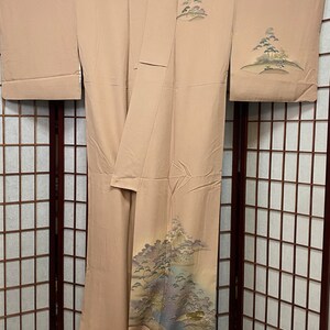 Elegant Sophisticated Homongi Kimono With an Ethereal Pastoral Scene ...