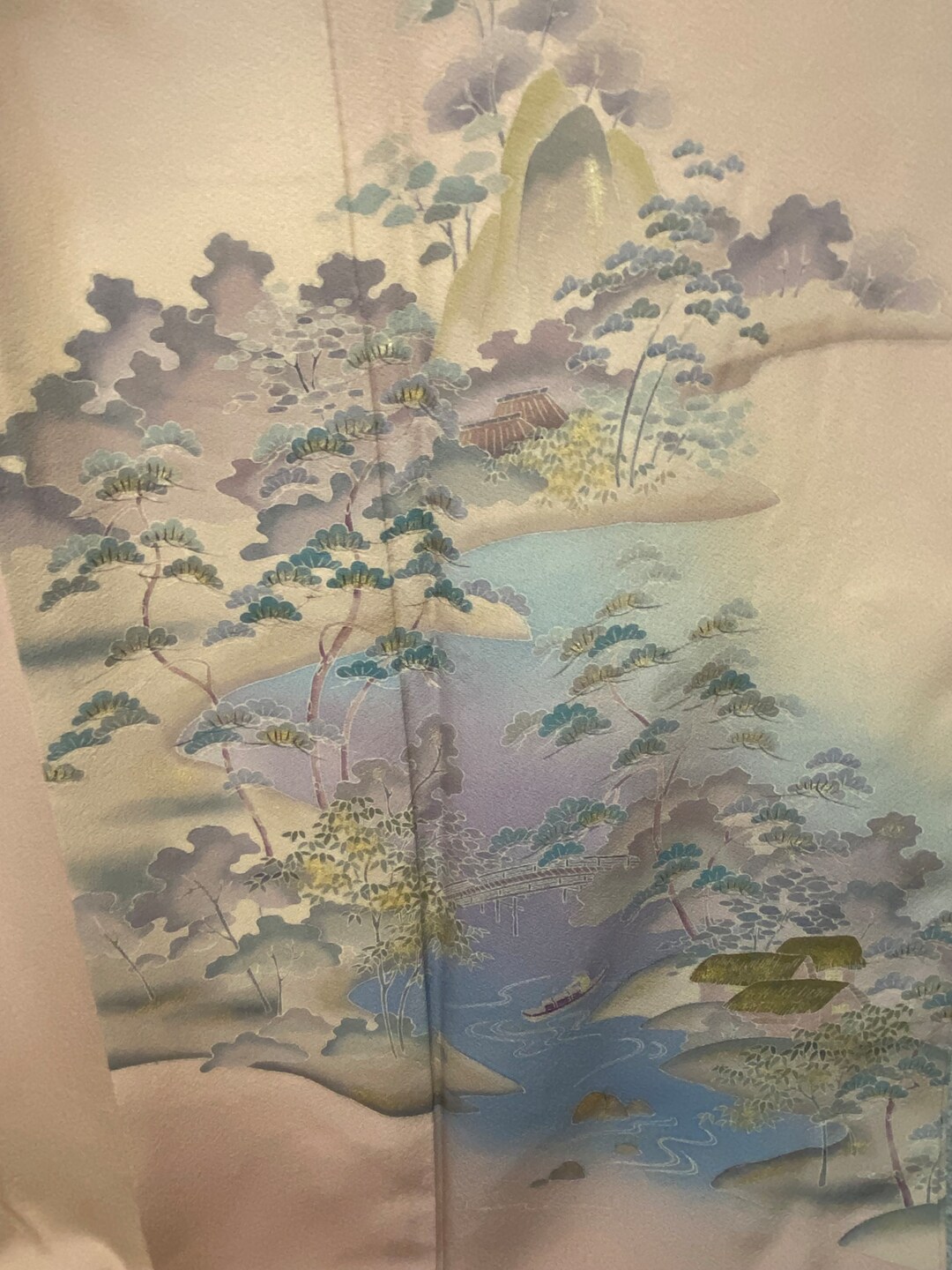 Elegant Sophisticated Homongi Kimono With an Ethereal Pastoral Scene ...