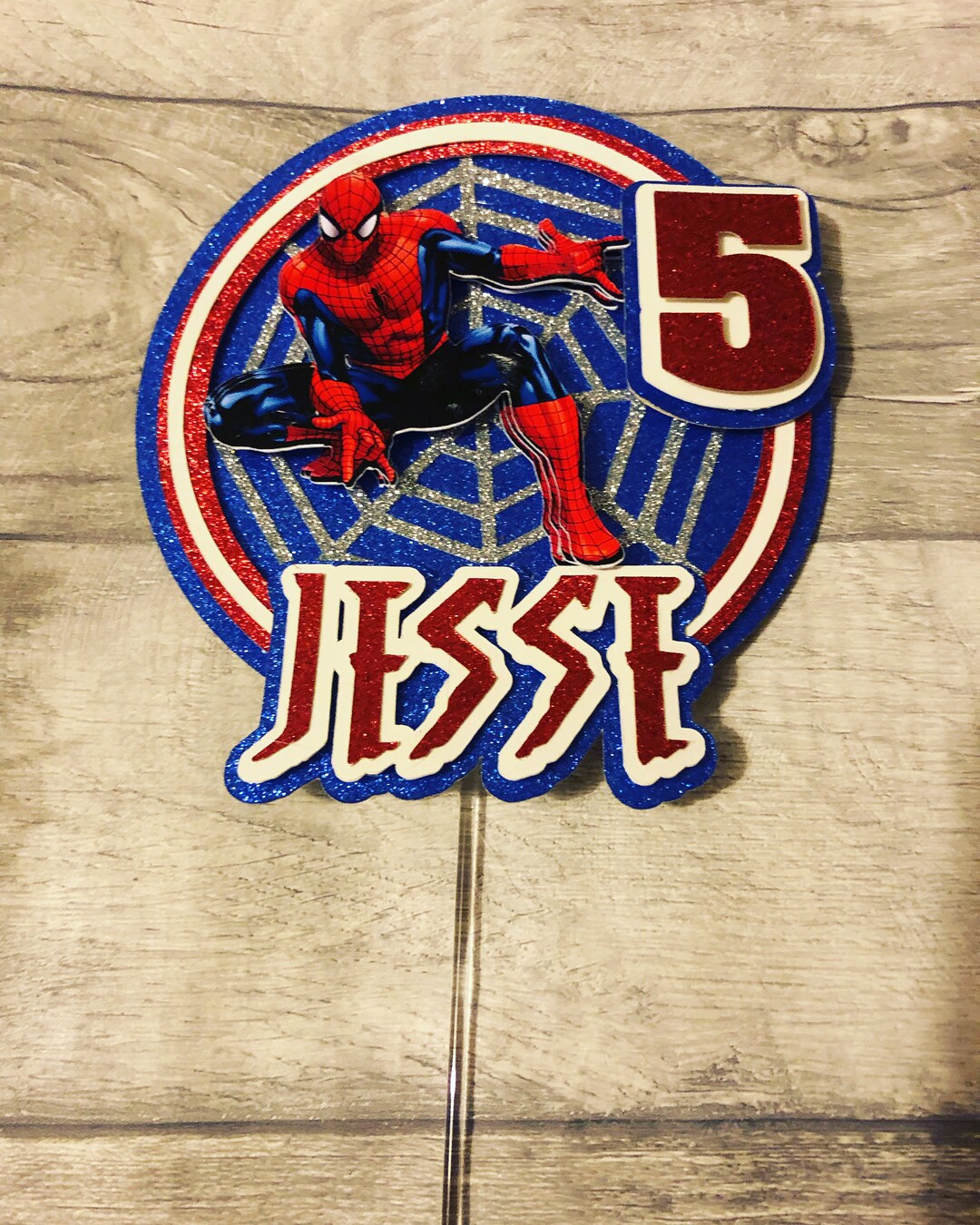 Spiderman Glitter Topper - Etsy