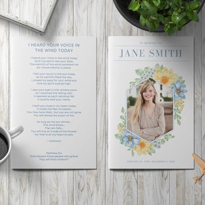 Blue and Yellow Flowers Funeral Program Template Celebration of Life ...