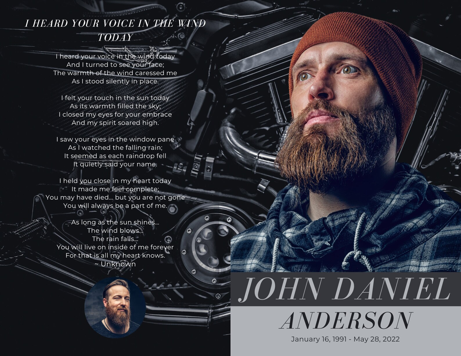 Motorcycle Memorial Funeral Program Template - Celebration of Life, in ...