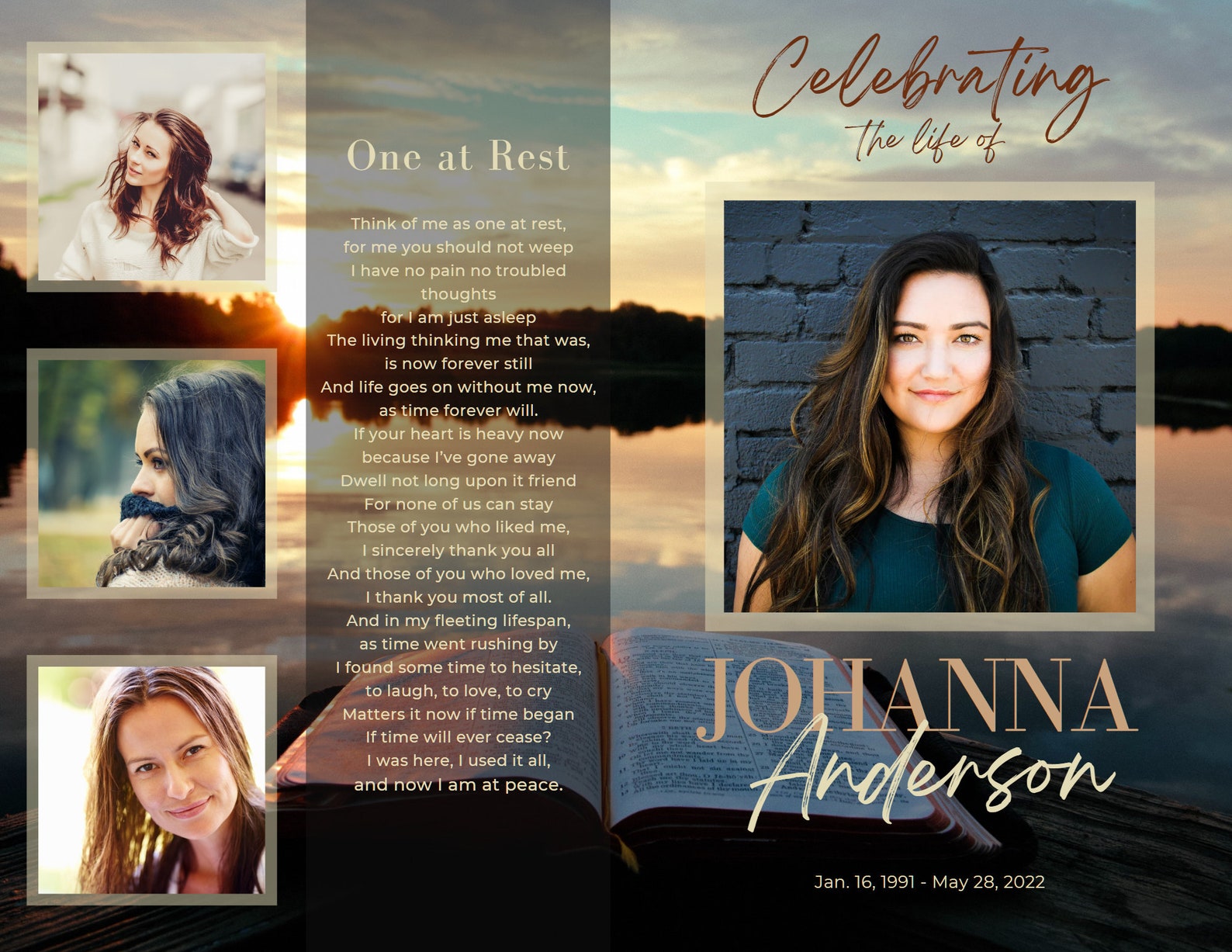 Bible Psalm Funeral Program Template Memorial Keepsake - Etsy