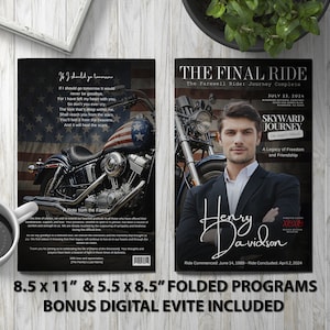 Magazine Style Motorcycle Funeral Program Template 2 Memorial ...