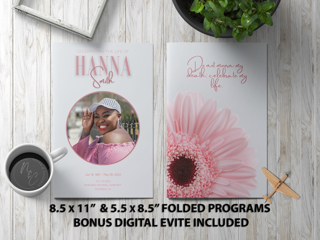 Pink Daisy Funeral Program Template Celebration of Life in - Etsy