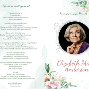 Simple Rose Funeral Program Template Memorial Announcement, Obituary ...