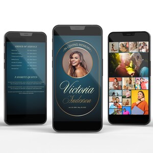 Modern Teal Funeral Program Template Memorial Announcement, Obituary ...