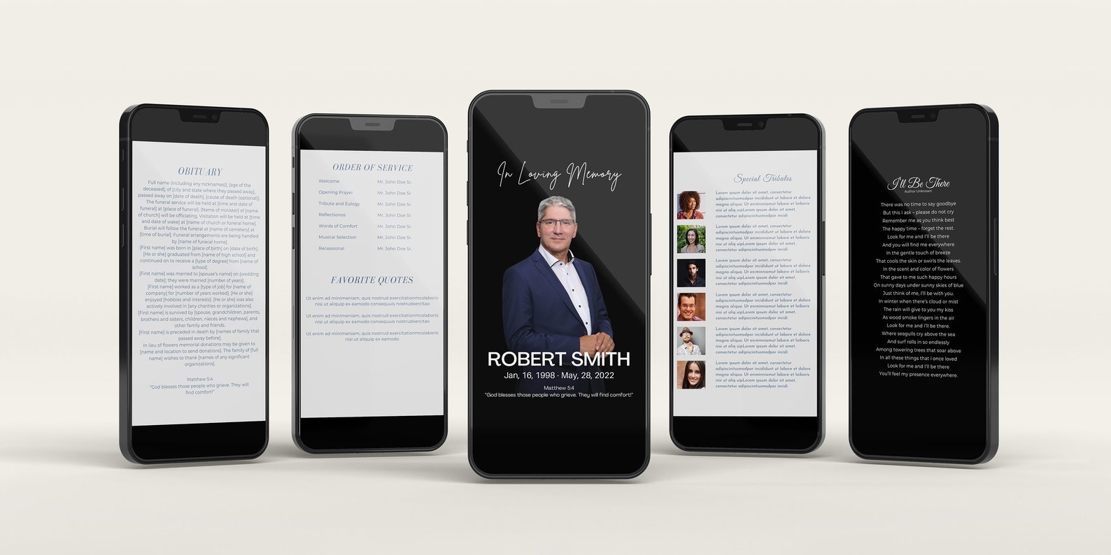 Lion Funeral Program Template Memorial Announcement, Obituary Flyer ...