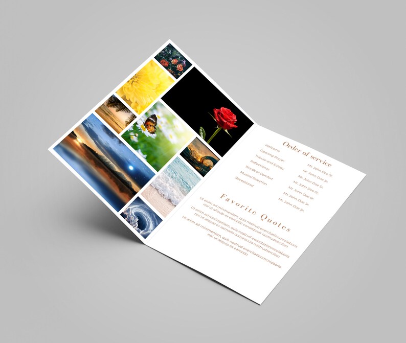 Funeral Program Template Floral Frame Memorial Template - Etsy