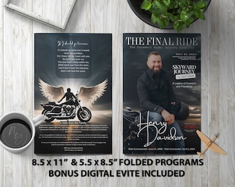 Magazine Style Rodeo Funeral Program Template Memorial Announcement ...