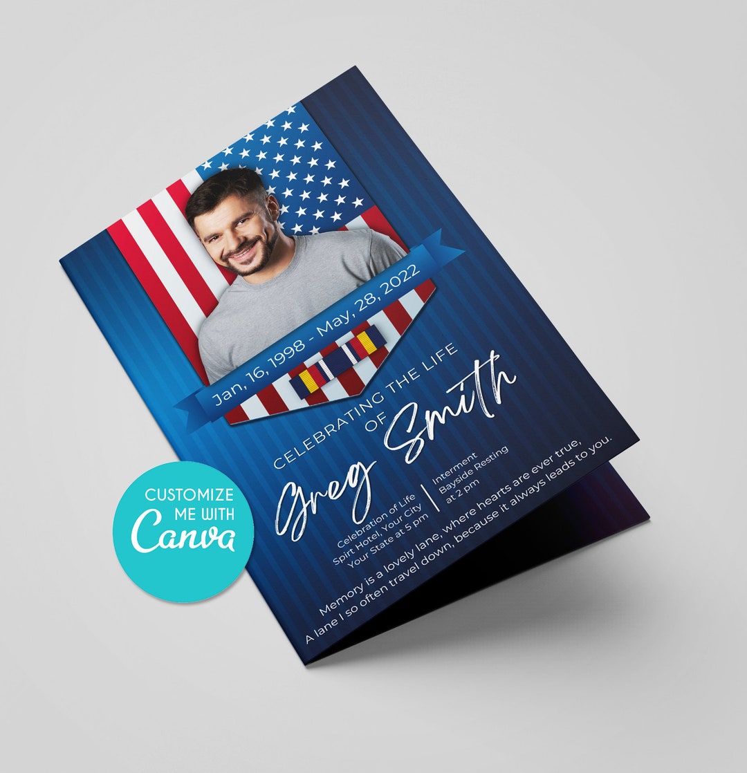 Veteran Hero Memorial Funeral Program Expandable Pages - Etsy