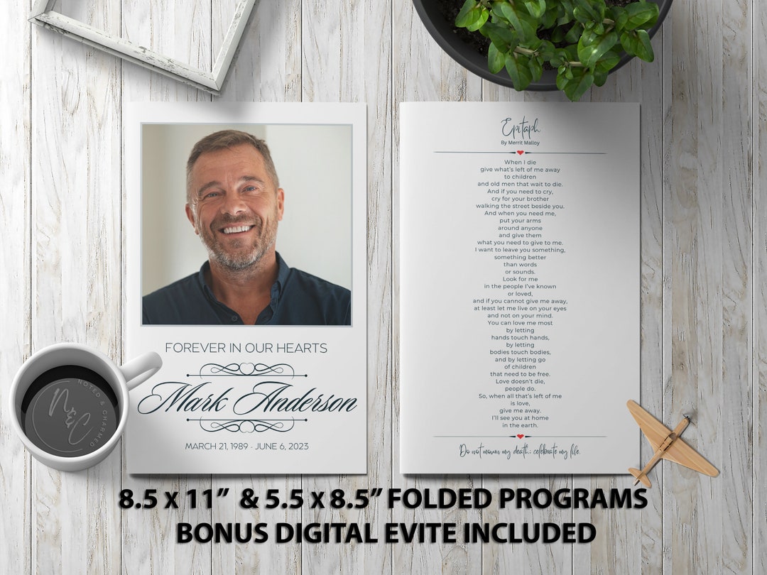Minimalist Funeral Program Template - Celebration of Life, in Loving ...
