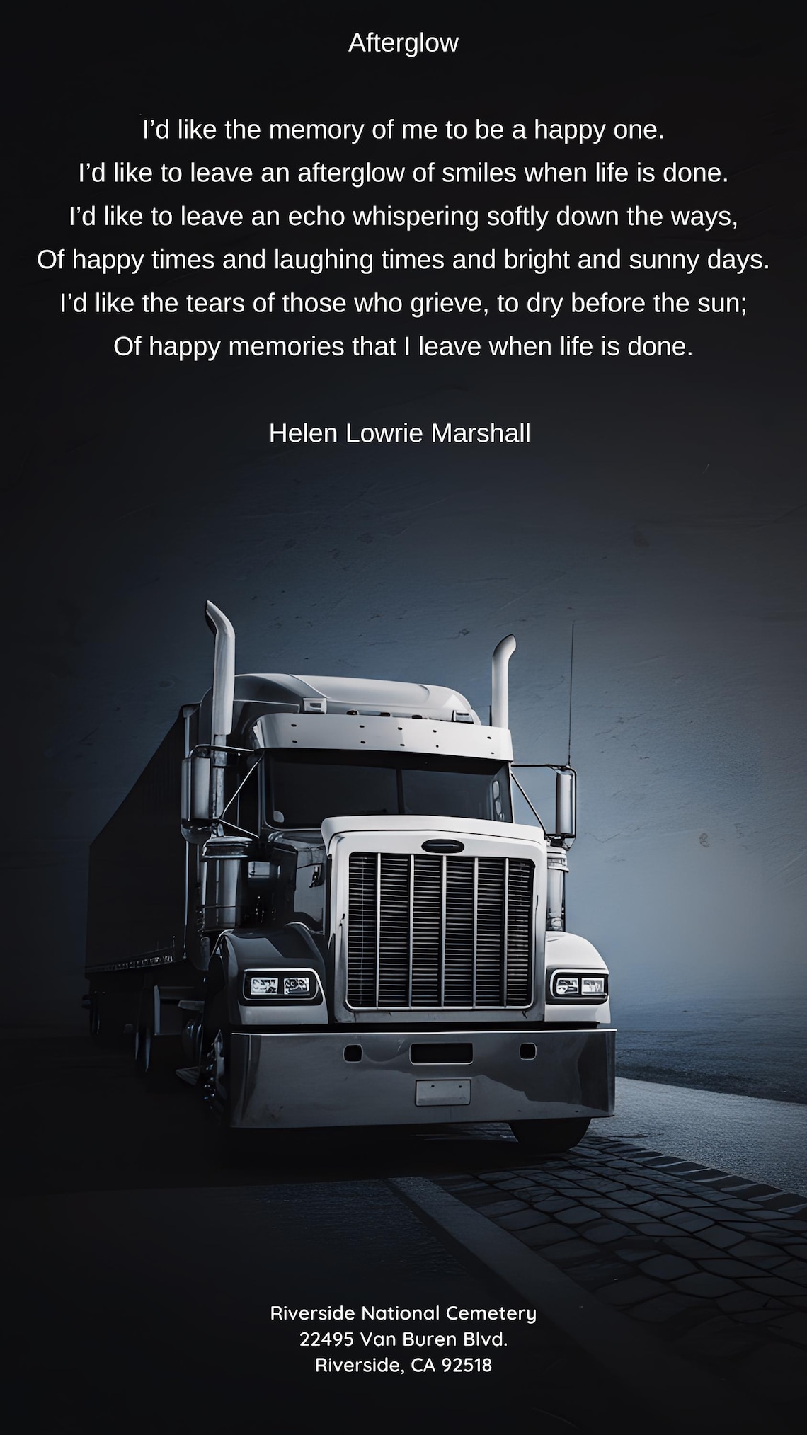 Trucker Funeral Program Template Memorial Announcement, Obituary Flyer ...