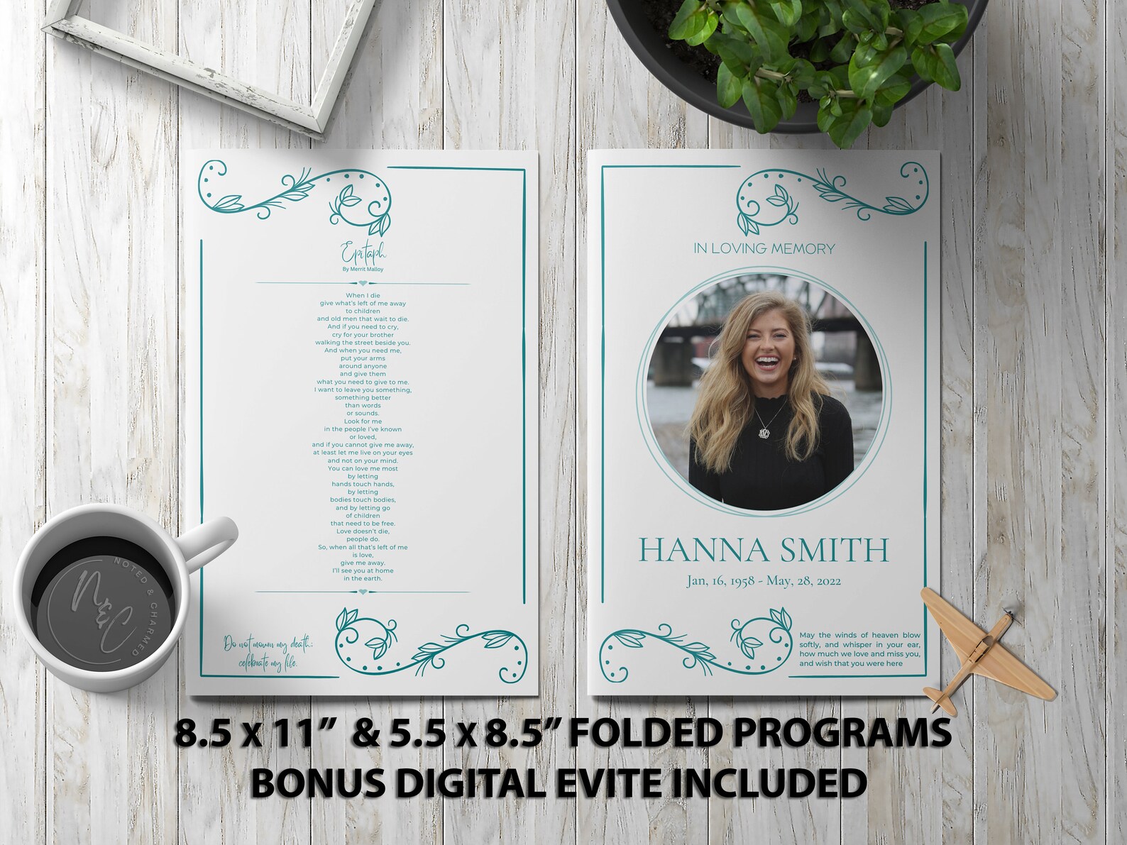 Fully Editable Color Scheme Funeral Program Template | Memorial ...