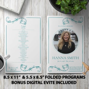 Fully Editable Color Scheme Funeral Program Template | Memorial ...