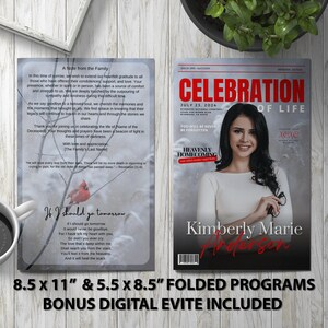 Red Cardinal Funeral Program Template | Editable Memorial Keepsake for ...