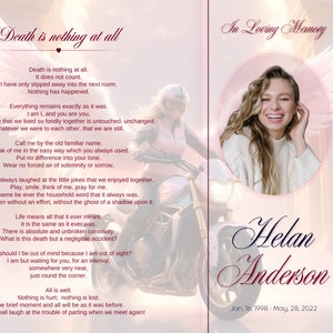 Woman Motorcycle Angel Funeral Program Template Memorial Announcement ...