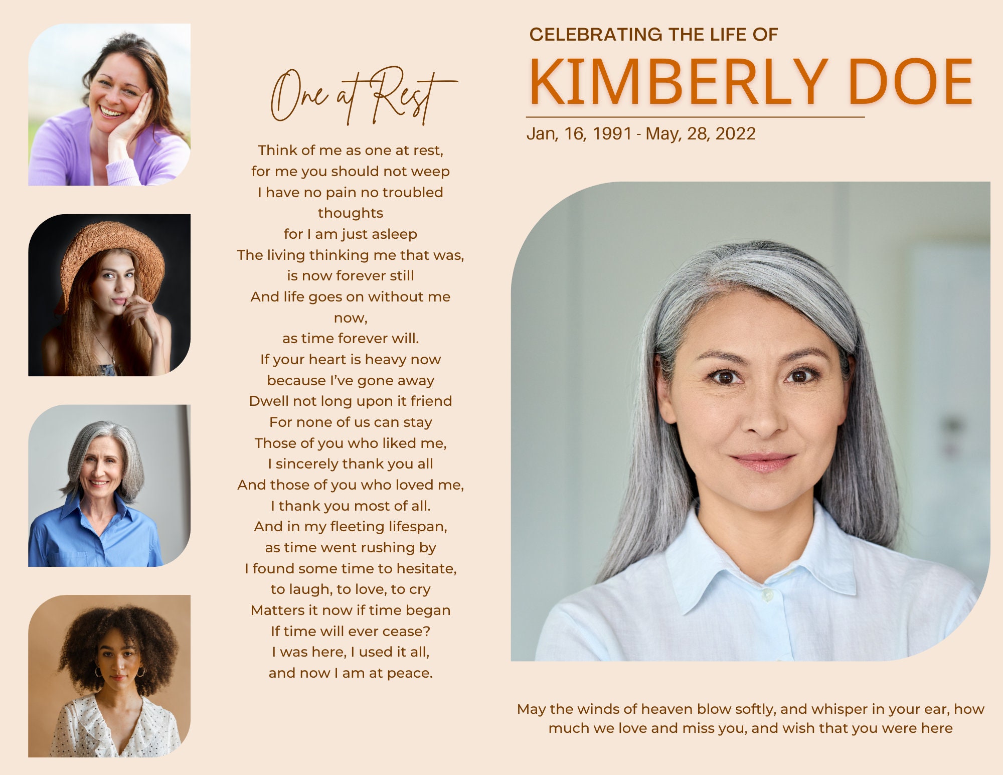 Minimalist Orange Funeral Program Template Celebration of Life, in ...