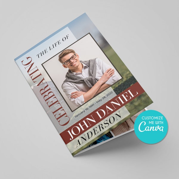 Football Funeral Program Template - Etsy