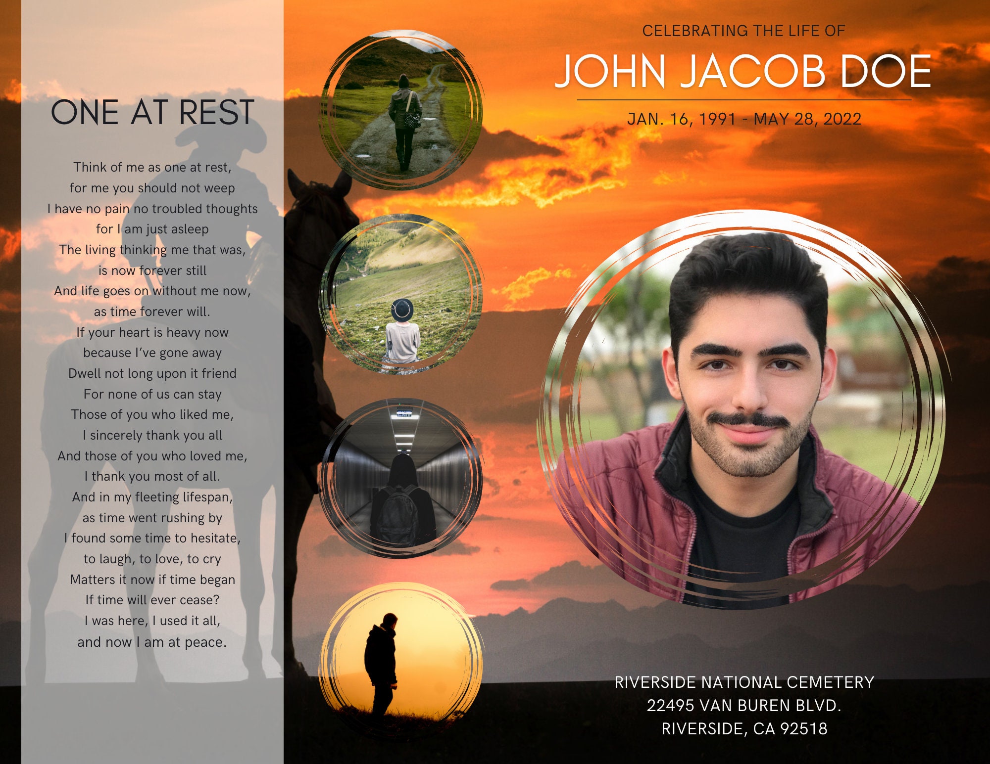 Funeral Program Template Lone Cowboy Memorial Template - Etsy