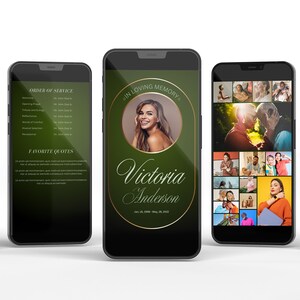Modern Green Funeral Program Template Memorial Announcement, Obituary ...