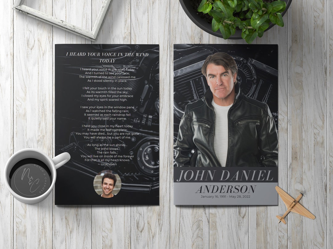 Motorcycle Memorial Funeral Program Template Celebration of Life, in ...