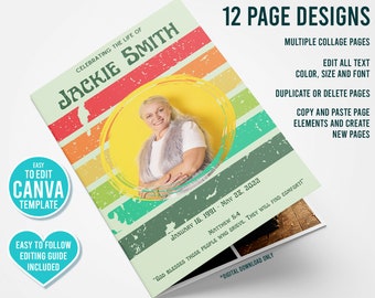 In Loving Memory Funeral Bi-fold Booklet Template to Self - Etsy