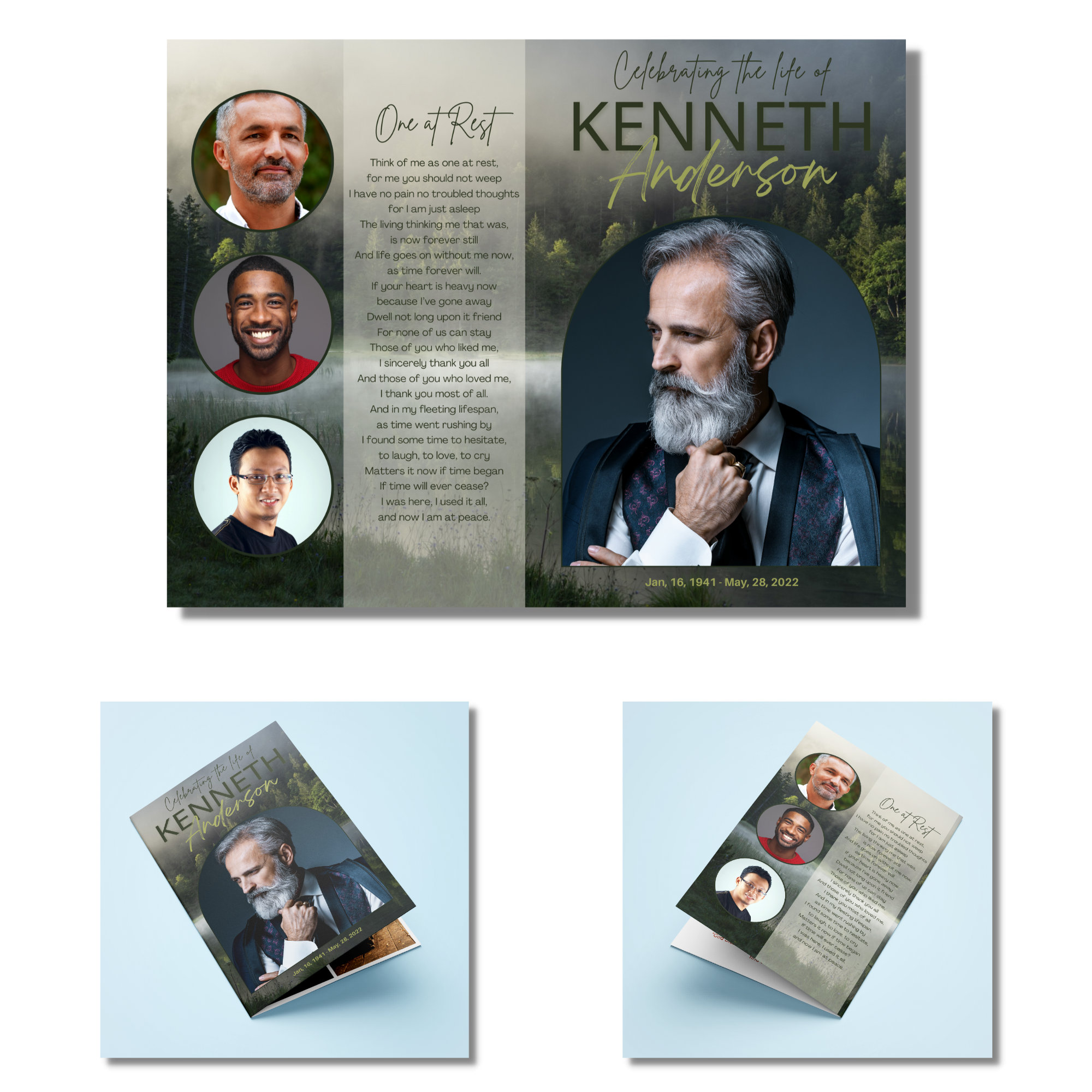 Mountain Lake Funeral Program Template Celebration of Life, in Loving ...