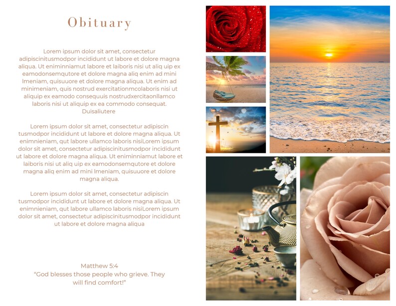 Funeral Program Template Floral Frame Memorial Template - Etsy