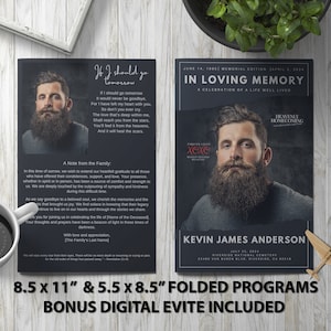 Magazine Format Funeral Program Template Memorial Announcement ...