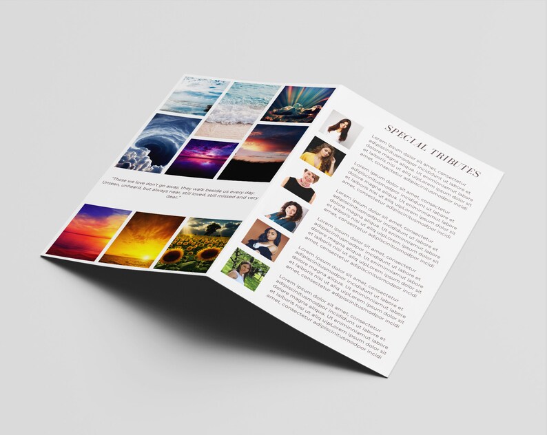 Shades of Green Funeral Program Template Memorial Announcement ...