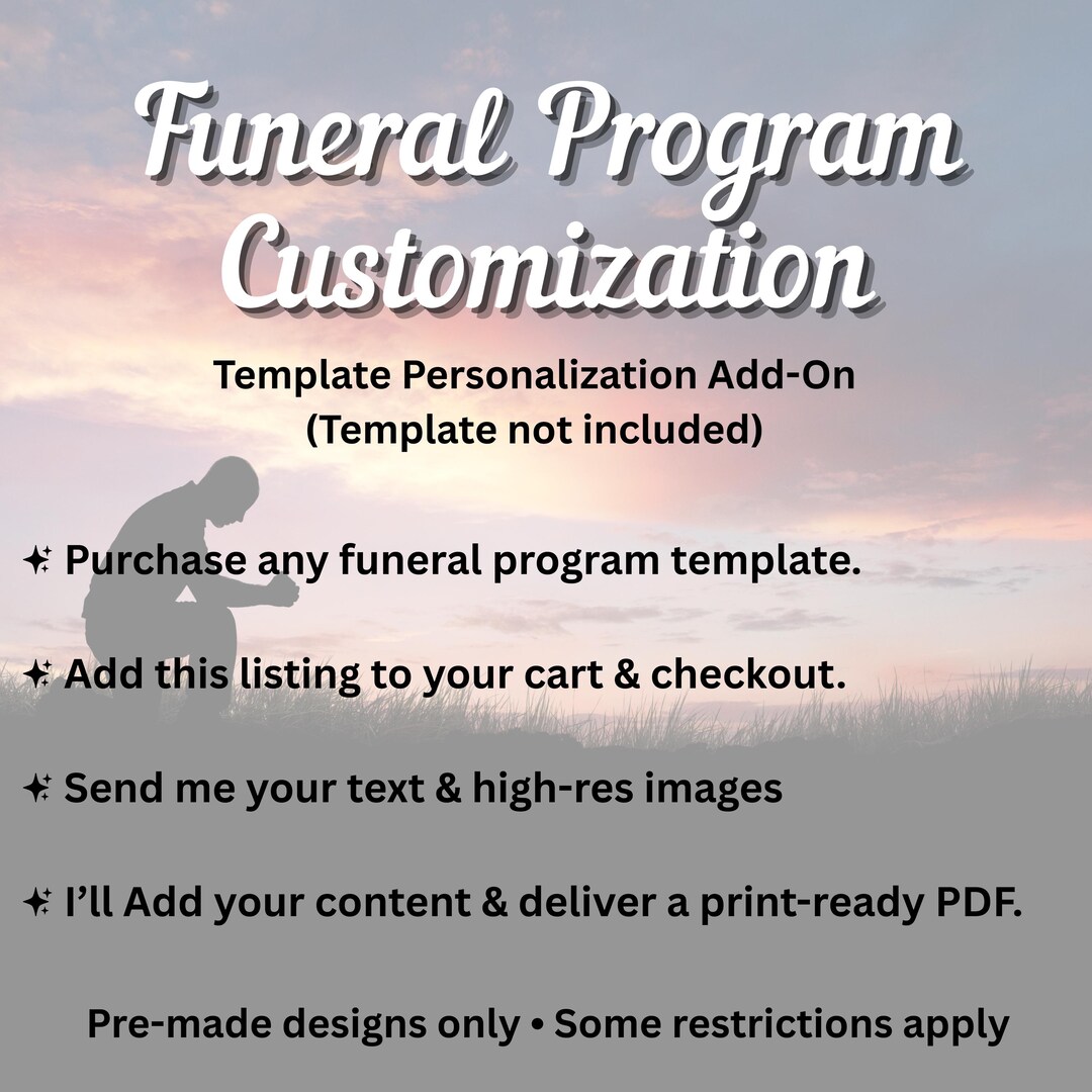 Funeral Program Personalization Add-on | Custom Memorial PDF Service - Etsy