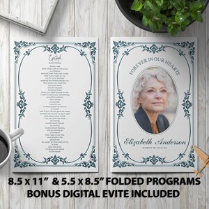 Blue Vintage Funeral Program Template Memorial Announcement, Obituary ...