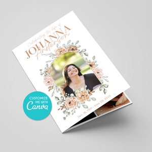 Funeral Program Template Floral Frame Memorial Template - Etsy