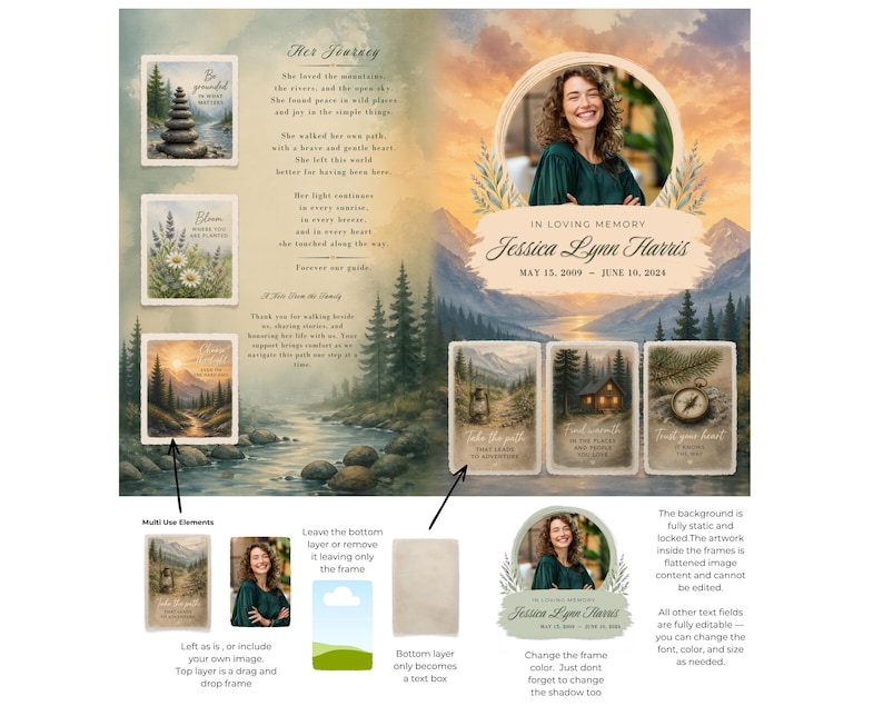 Funeral Program Template • Celebration of Life • Editable Obituary ...