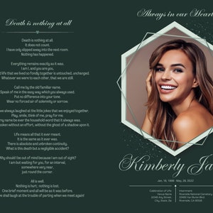 Shades of Green Funeral Program Template Memorial Announcement ...
