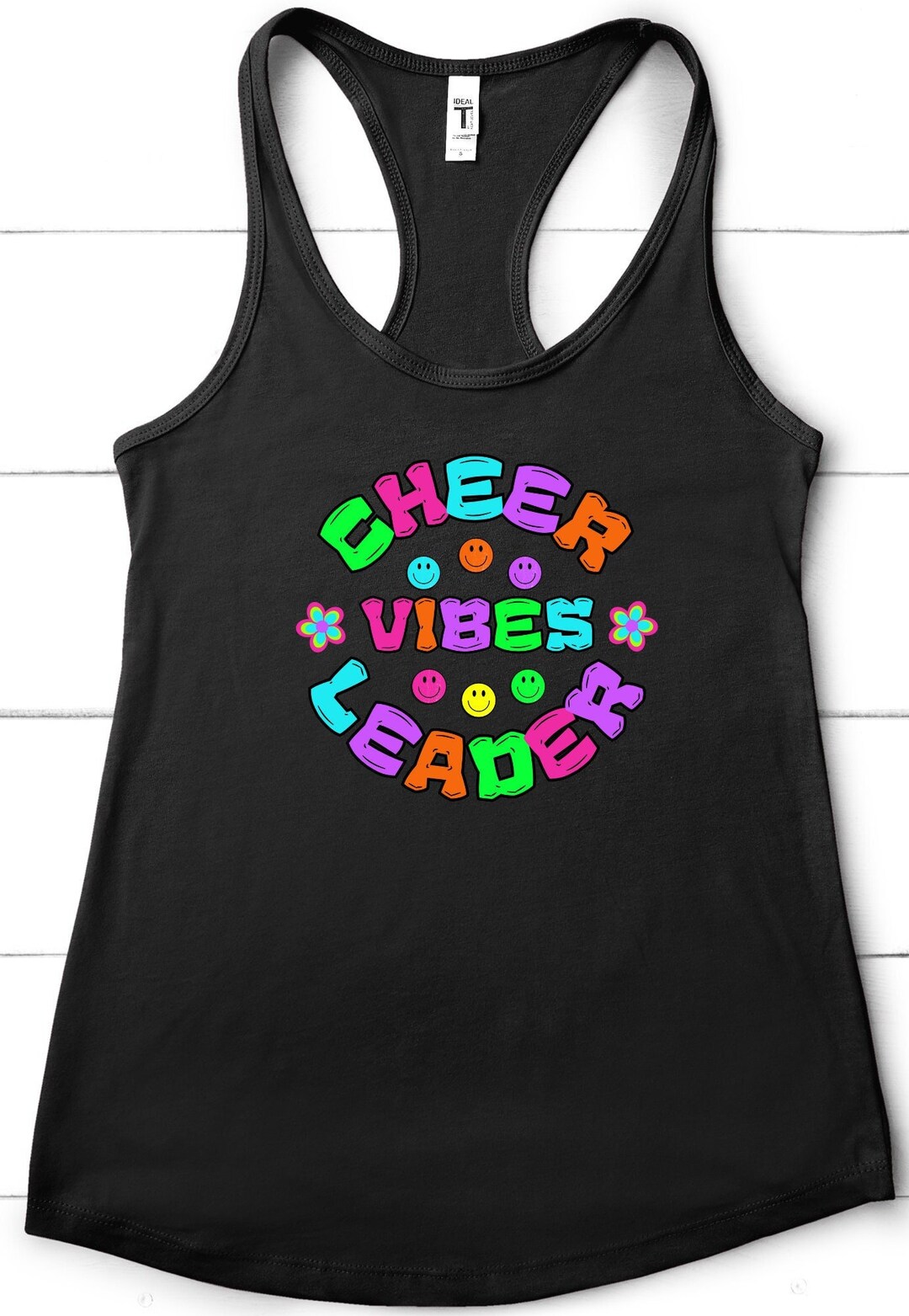 Cheer Leader Vibes Neon Slim Racerback Tank, Cheer Team Tank, Cheer ...