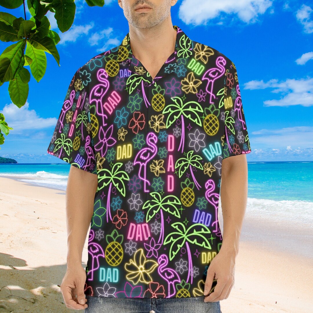 Custom Neon Hawaiian Shirt for Dad, Unique Hawaiian Shirts, Gifts for ...