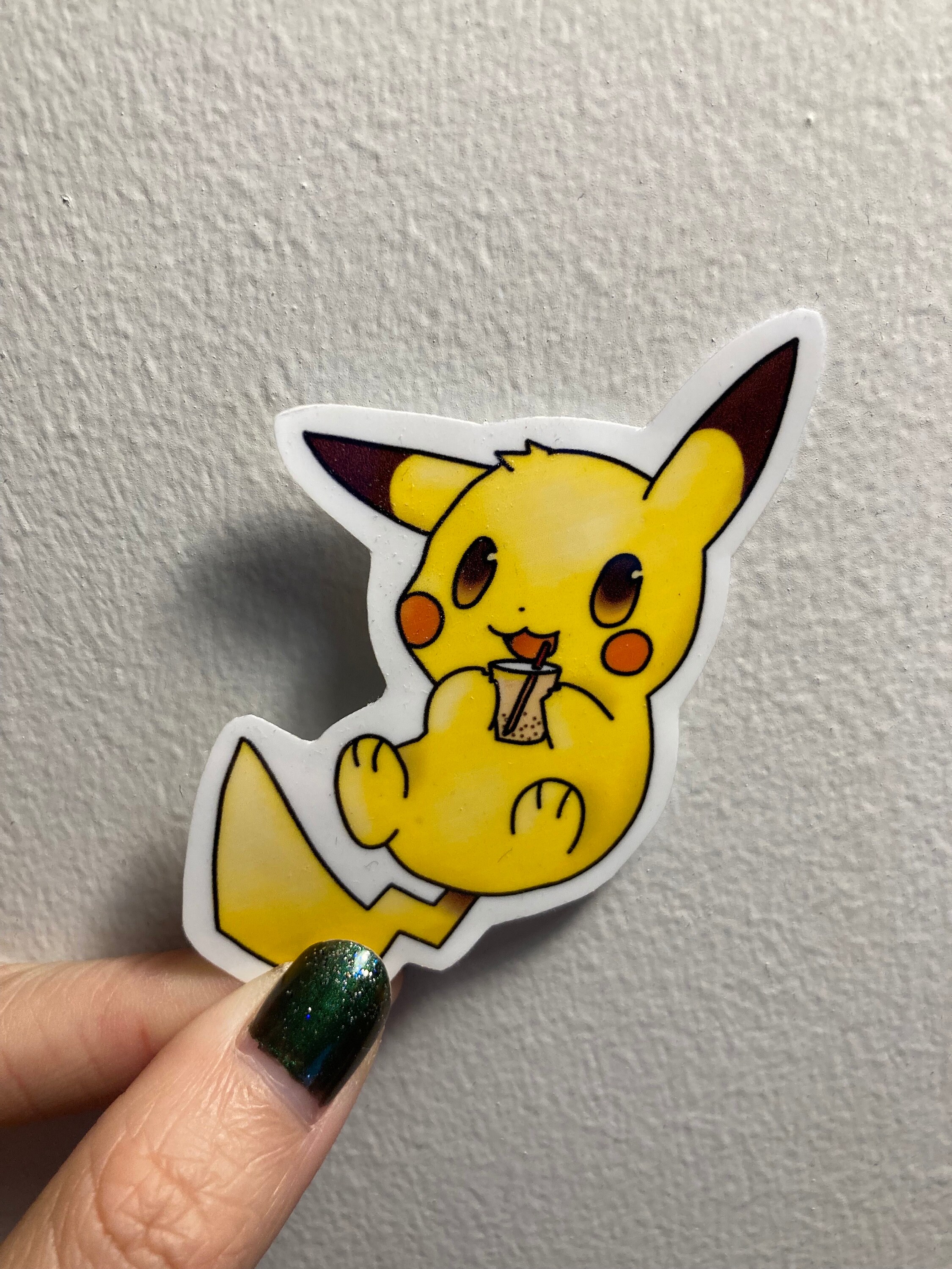 Cute Pikachu Drinking Boba Bubble Tea Sticker two Sizes - Etsy