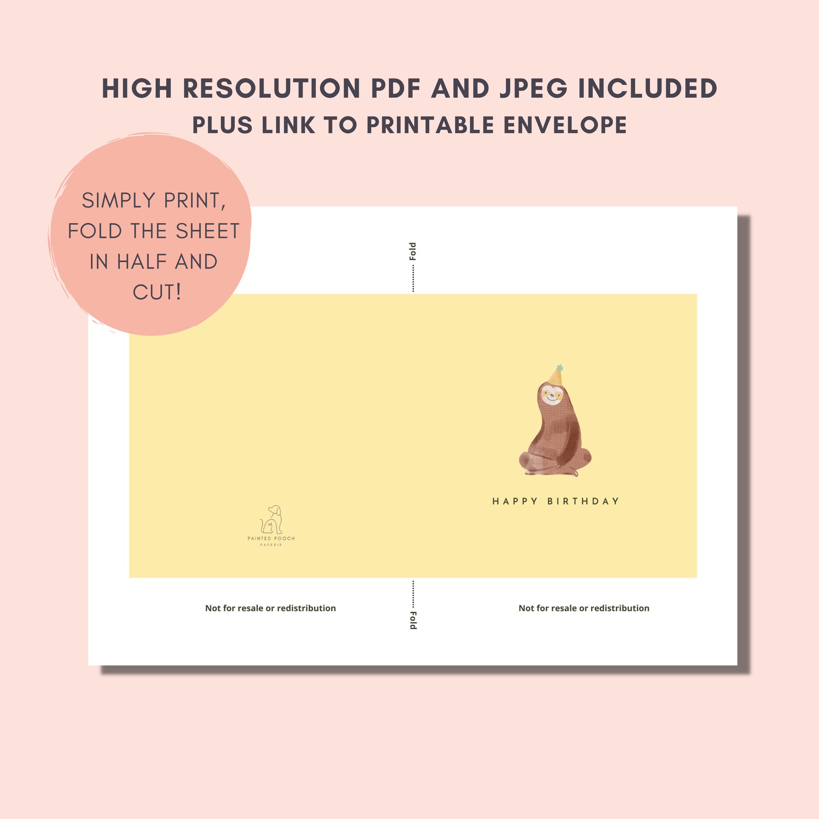 Printable Sloth Birthday Card | Greeting Card | Birthday Greetings ...