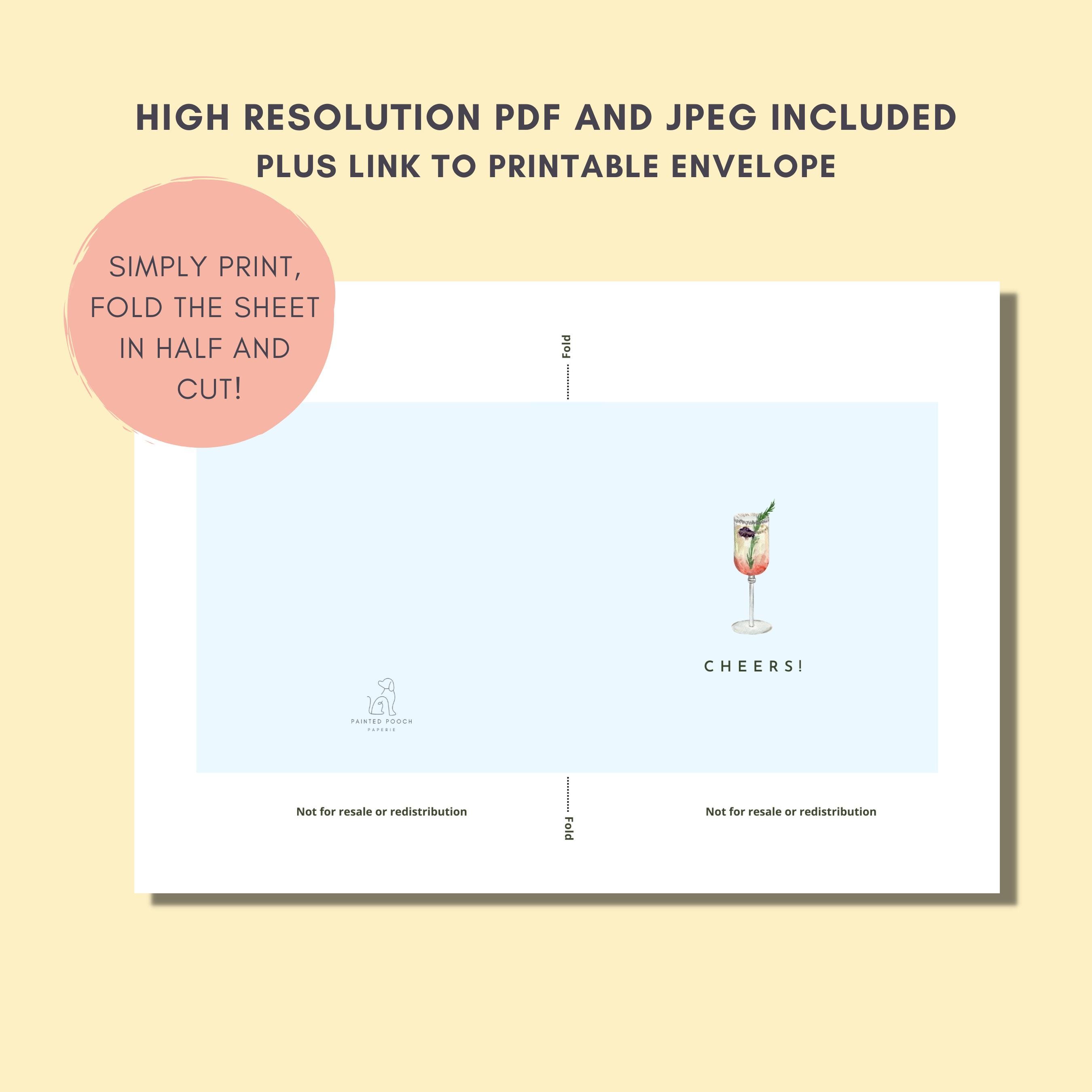 Printable Cheers Card | Greeting Card | Congratulations | Birthday ...