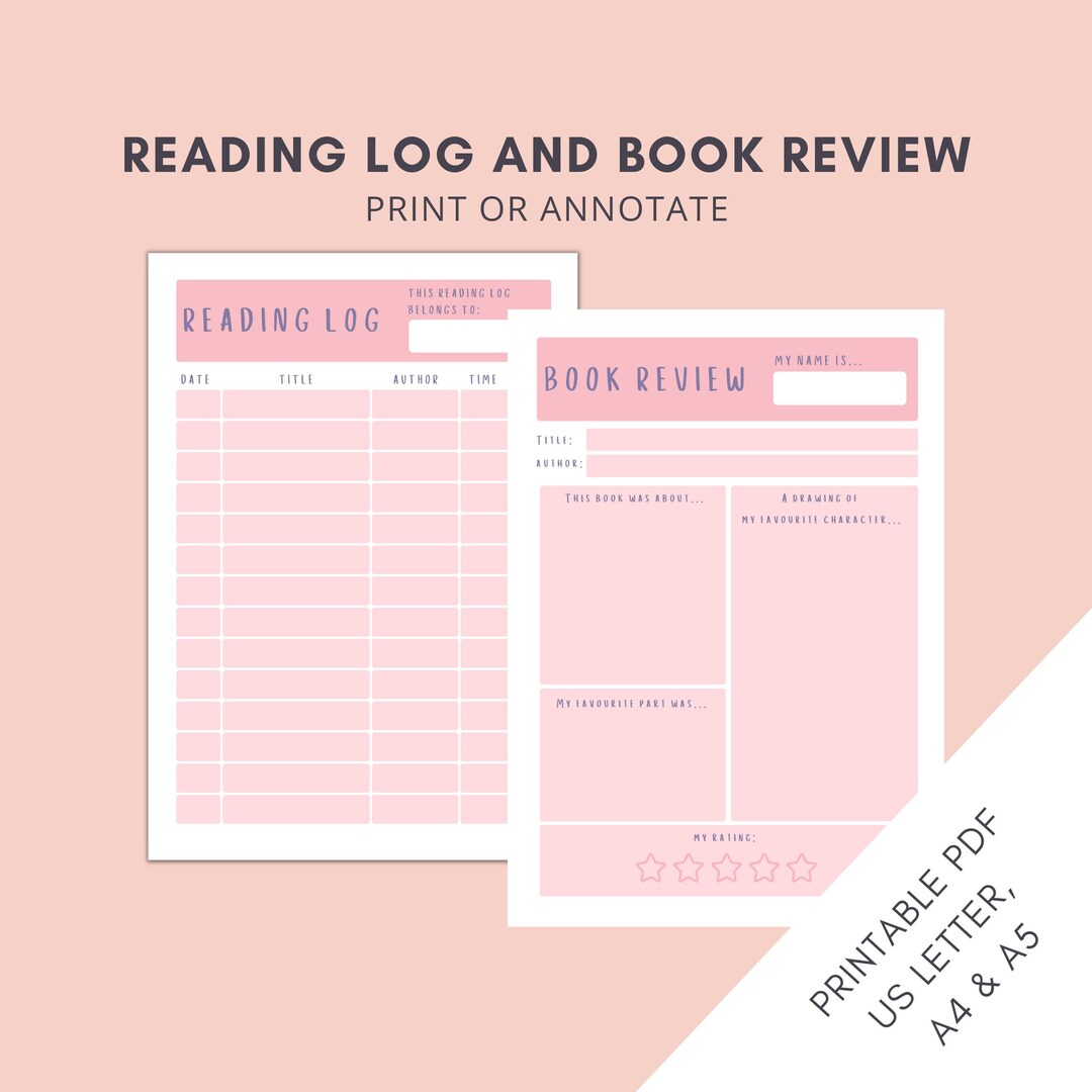 Kids Reading Log and Book Review Bundle | Printable Reading Log | Book ...