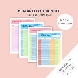 Printable Reading Log Bundle Kids Reading Tracker Reading Journal ...