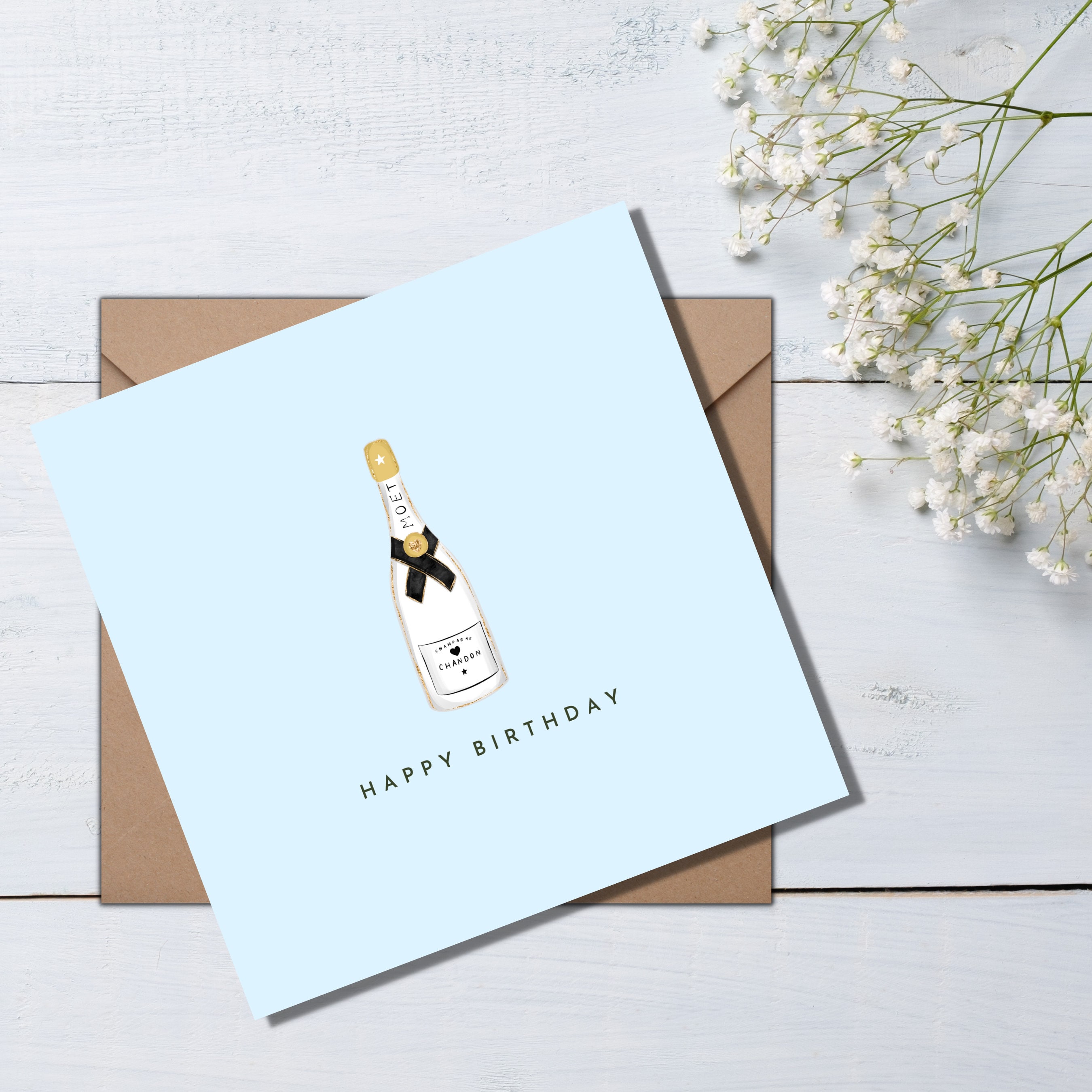 Printable Birthday Card | Champagne Celebration Card | Greeting Card ...