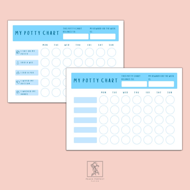 Printable Potty Training Chart | Kids Potty Chart | Blue | Reward Chart ...
