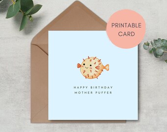 Puffer Fish and Balloon Birthday Card - Etsy