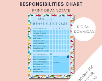 Kids Responsibility Chart Printable Chore Chart Flamingo Daily Weekly ...