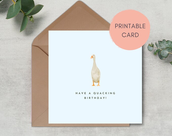 Duck Pun Birthday Card Printable Instant Download - Etsy Australia