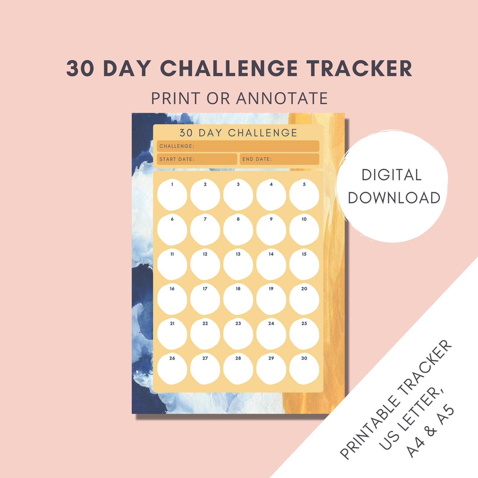30 Day Challenge Tracker | Printable Daily Tracker | Life's a Beach ...